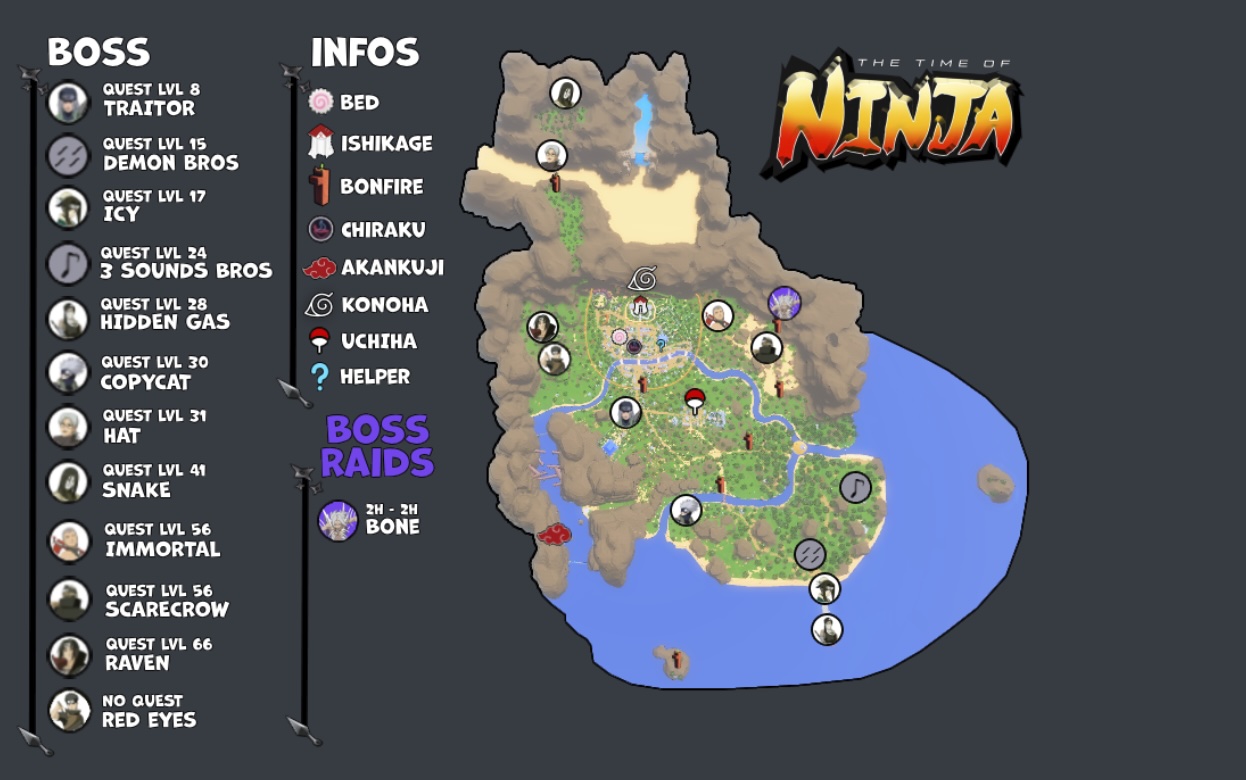 Ninja Time Bosses Guide - Drop Rates, Map Location of Boss