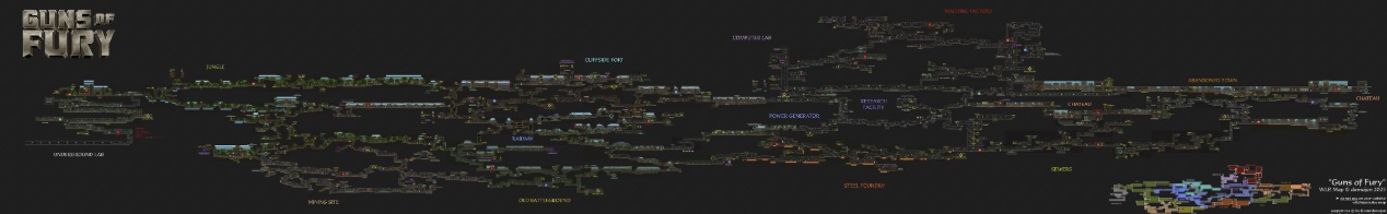 Guns of Fury Map Guide - Coloured version of in-game map